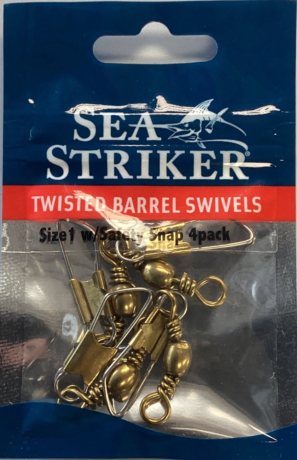 Sea Striker SSTBSSBR-1 Twisted Barrel Swivel Size 1 w/Safety Snap ...