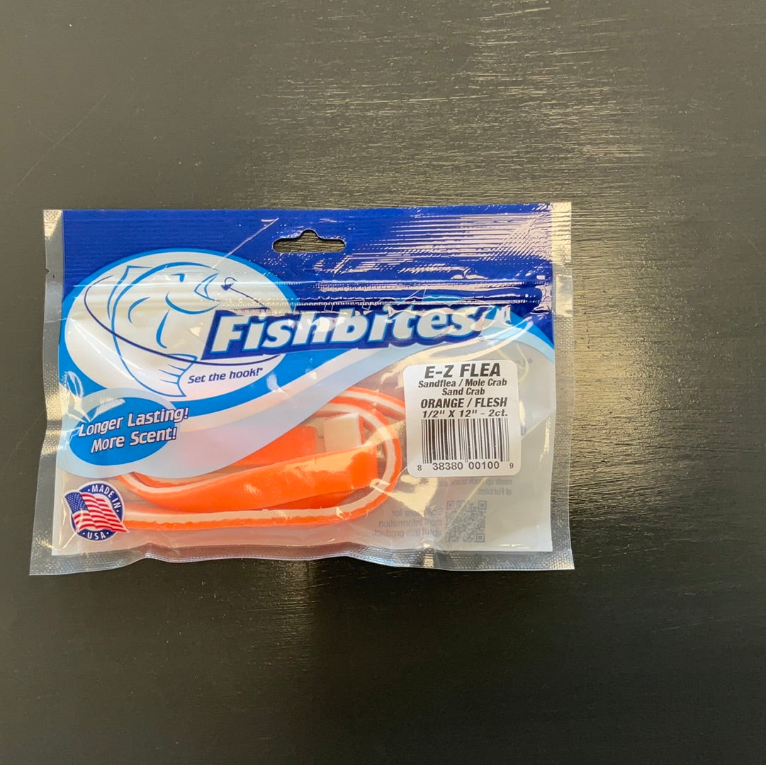 Fishbites E-Z Flea Longer - Orange/Flesh — Kohr Crabbing Supplies